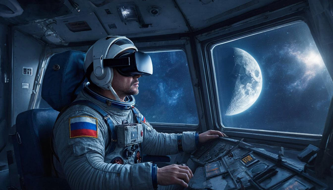 VR helmet for controlling robotic manipulators on the Moon created in ...